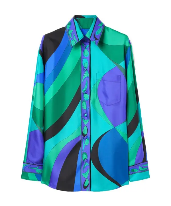 Emilio Pucci Pesci Print Silk Shirt