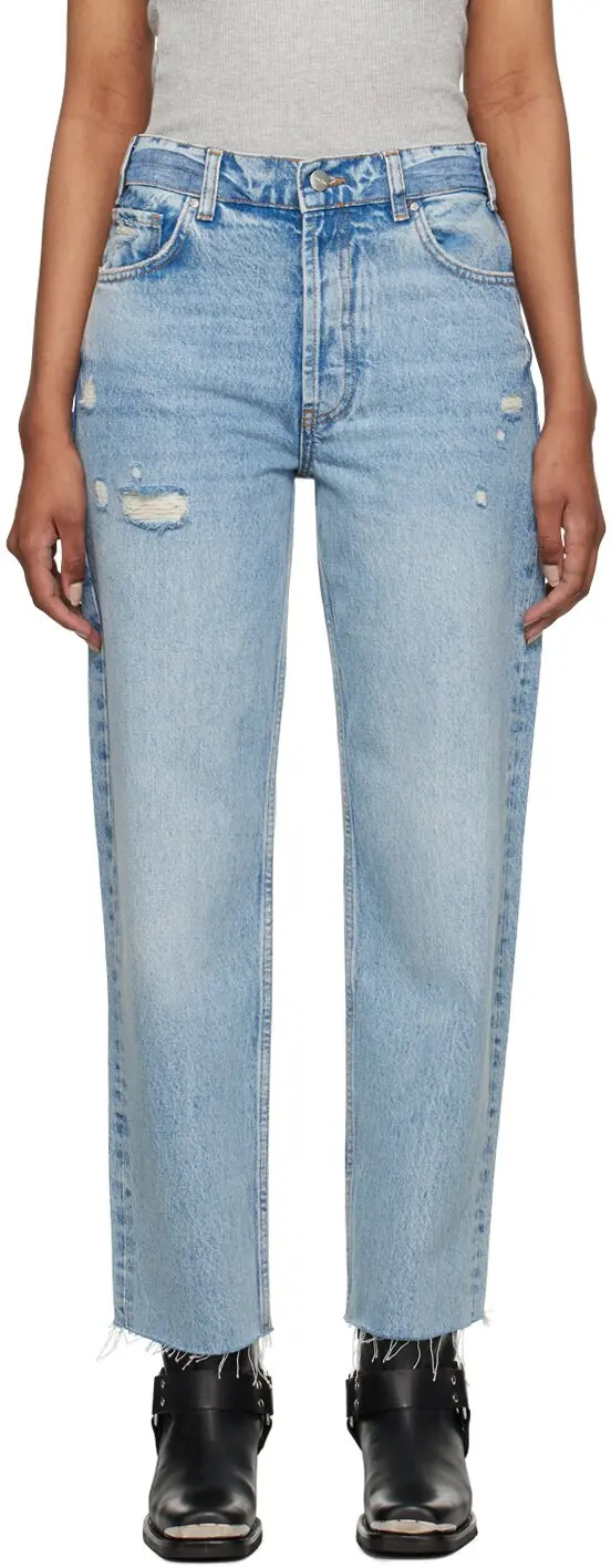 ANINE BING Gavin Mid-rise Straight Jeans - Blue