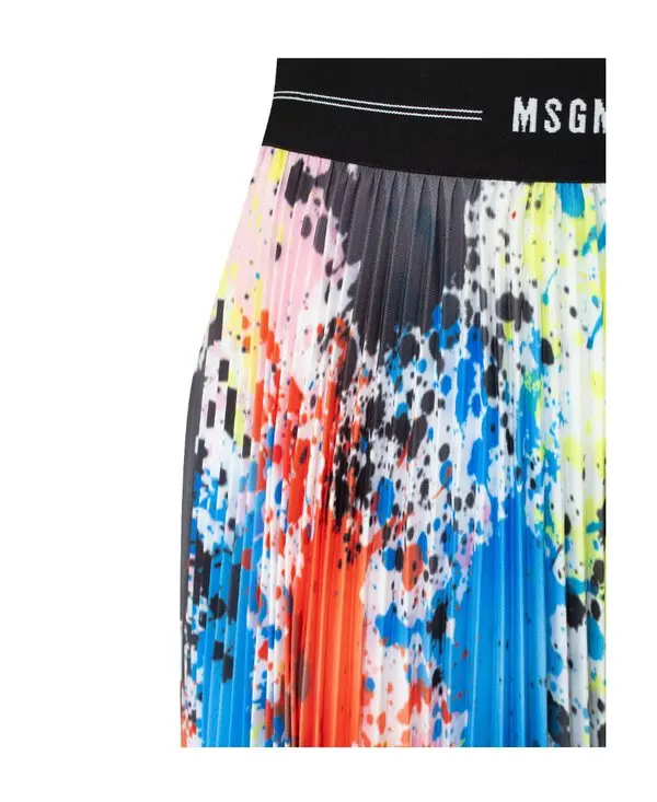 MSGM Pleated Midi Skirt With Splatter Print