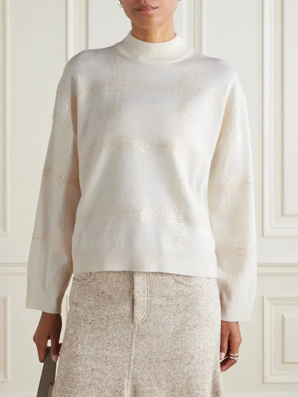 Brunello Cucinelli Sequin Embellished Turtleneck Jumper