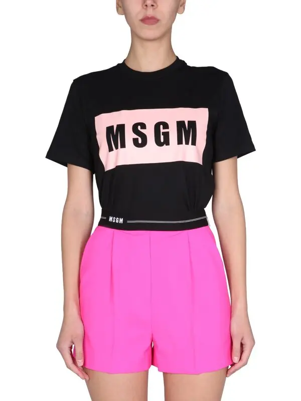 MSGM Logo Print Crewneck T-shirt