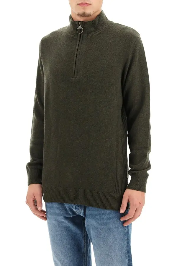 Barbour High-neck Knitted Jumper With Zipper Closure - Green