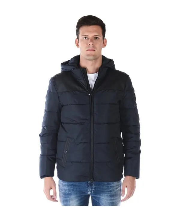 EA7 Padded Hooded Jacket With Zip-up And Logo Detail