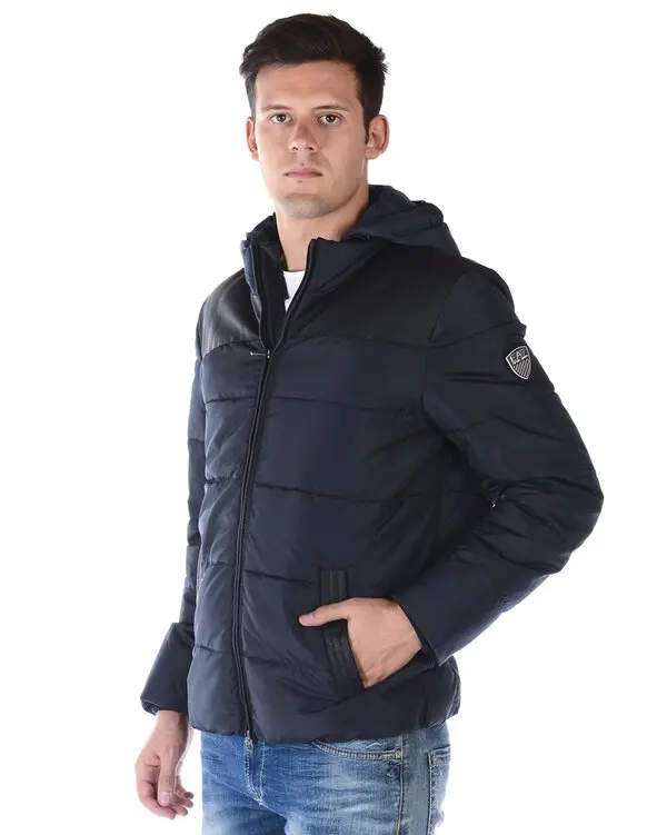EA7 Padded Hooded Jacket With Zip-up And Logo Detail