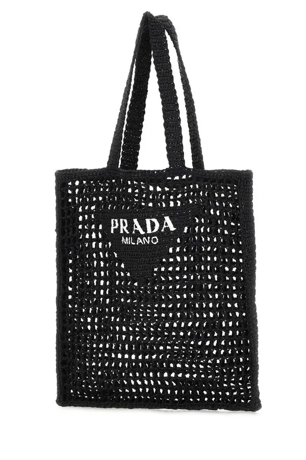 Prada Raffia Tote Bag With Logo