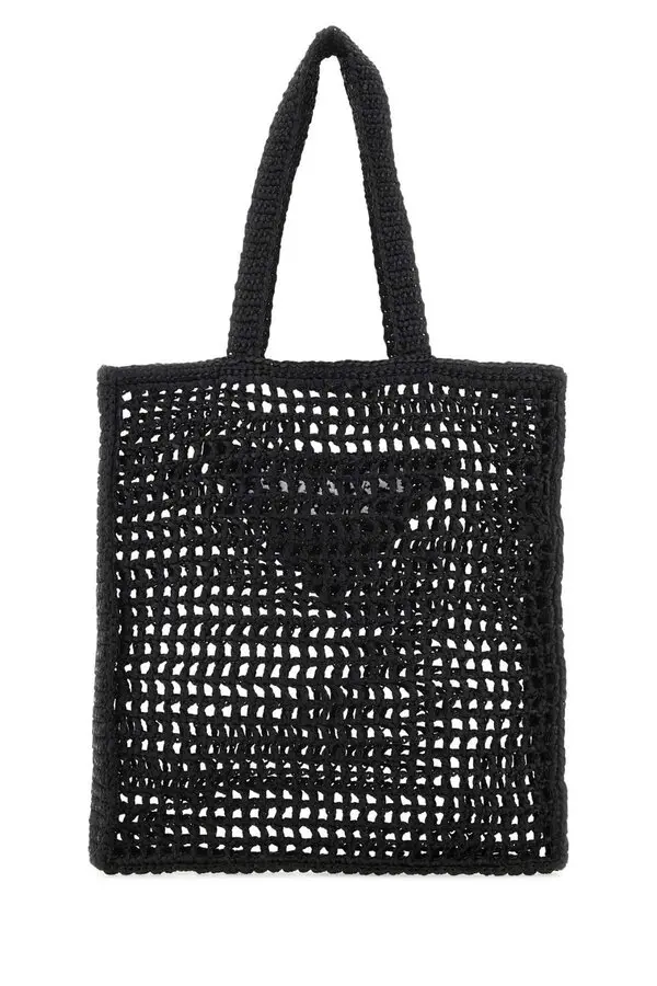 Prada Raffia Tote Bag With Logo