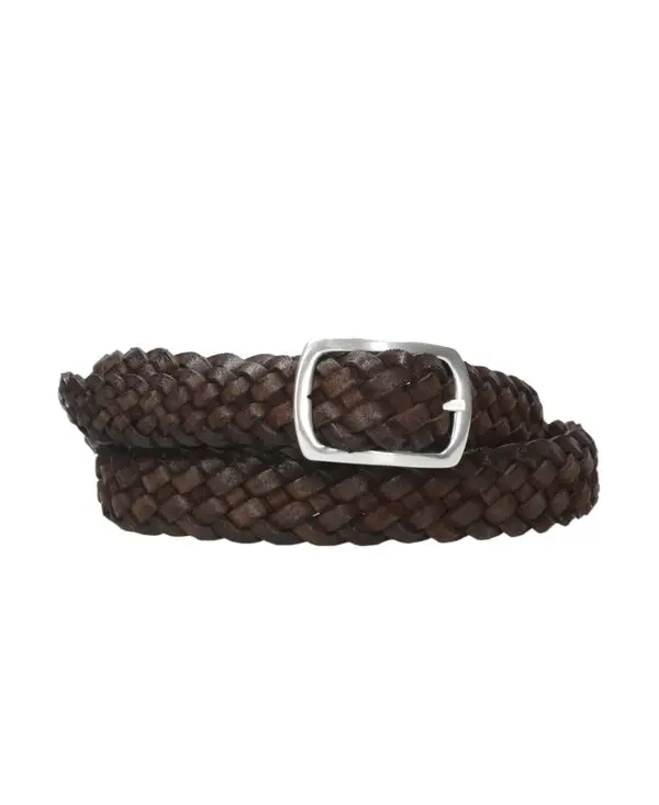 ORTIGNI Logo Embossed Braided Belt - Black