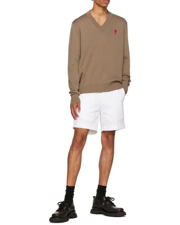 AMI Paris V-neck Jumper With Embroidered Heart Logo