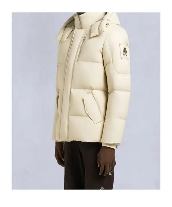 Moose Knuckles Long-sleeved Down Jacket With Hood - Alabaster