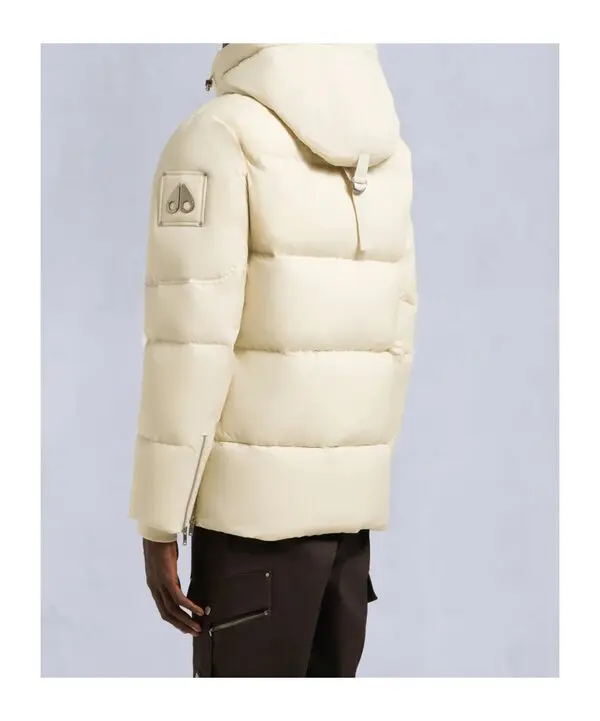 Moose Knuckles Long-sleeved Down Jacket With Hood - Alabaster