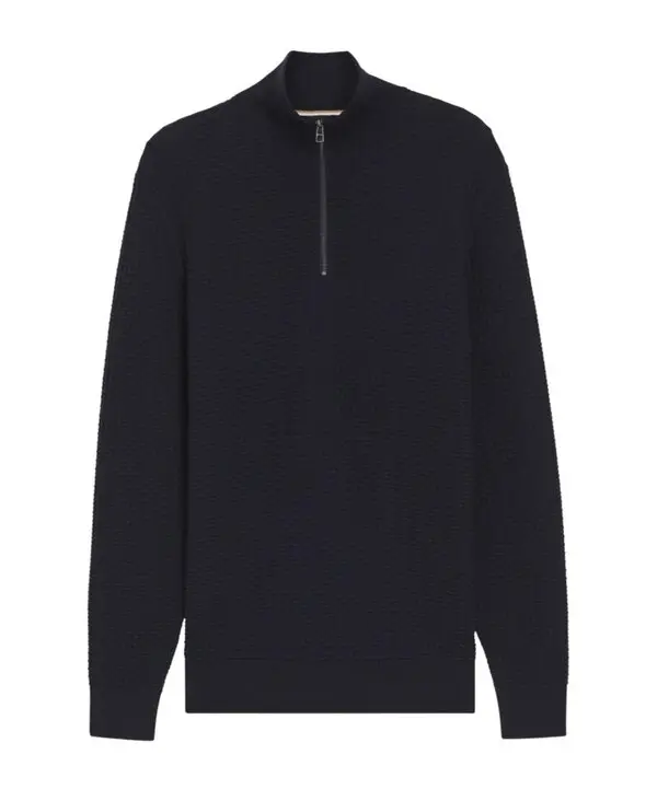 Hugo Boss Textured Half Zip Knitted Sweater