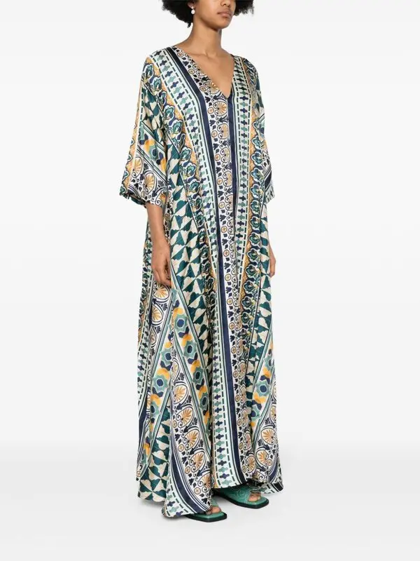 La DoubleJ V-neck Printed Maxi Dress - Gray