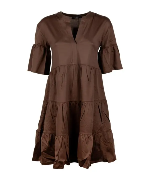 Max Mara Tiered Ruffled Mini Dress - Brown
