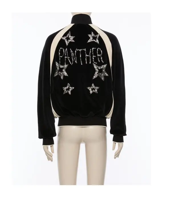 Valentino Garavani Panther Embellished Velvet Zip-up Jacket