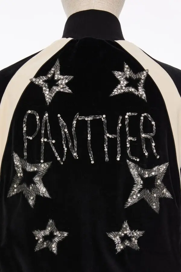 Valentino Garavani Panther Embellished Velvet Zip-up Jacket
