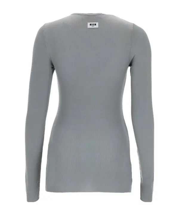 MSGM Ribbed Long-sleeve Knit Top