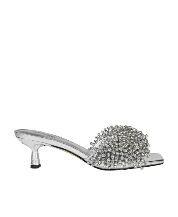 Michael Kors 50mm Crystal Embellished High Heel Sandals - Gray