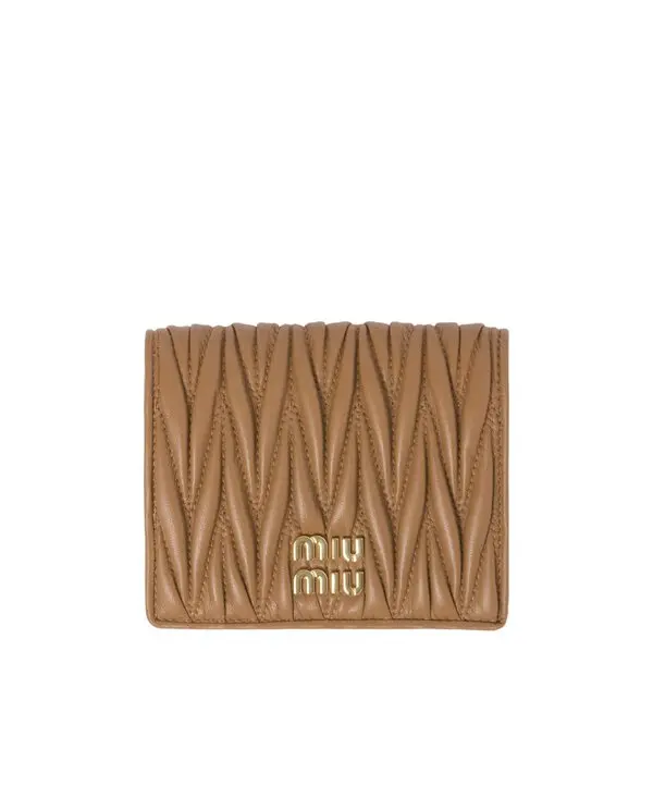 Miu Miu Small Matelassé Nappa Leather Wallet - Brown