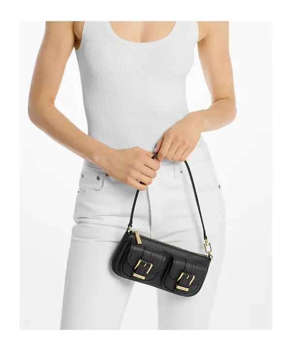 Michael Kors Zoe Buckle Detailed Shoulder Bag - Black