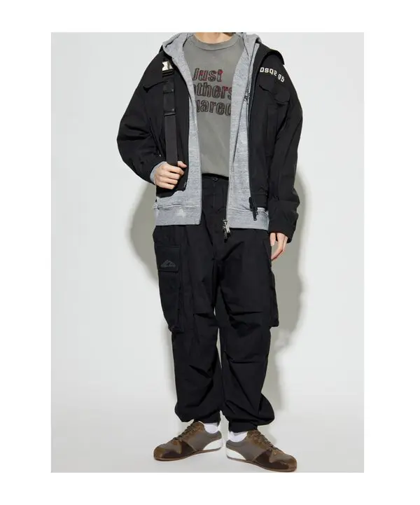 Dsquared2 Logo Printed Zipped Distressed Hoodie