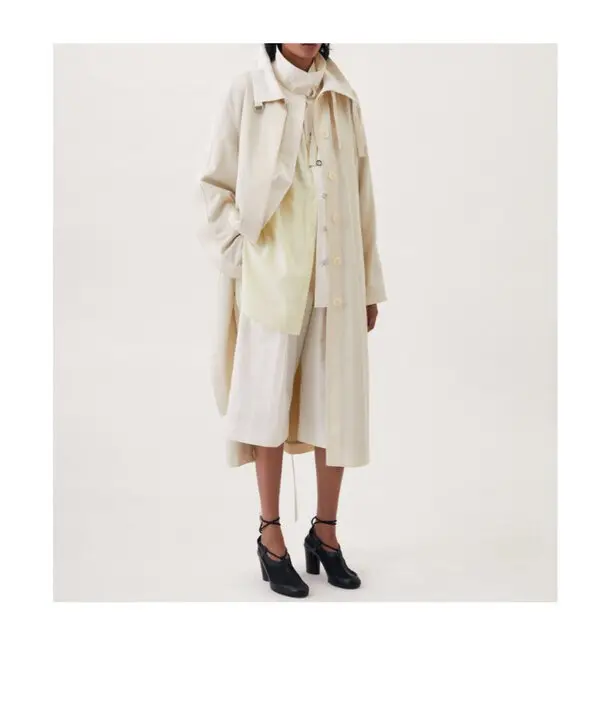 LEMAIRE Funnel-neck Wool Coat With Side Slits