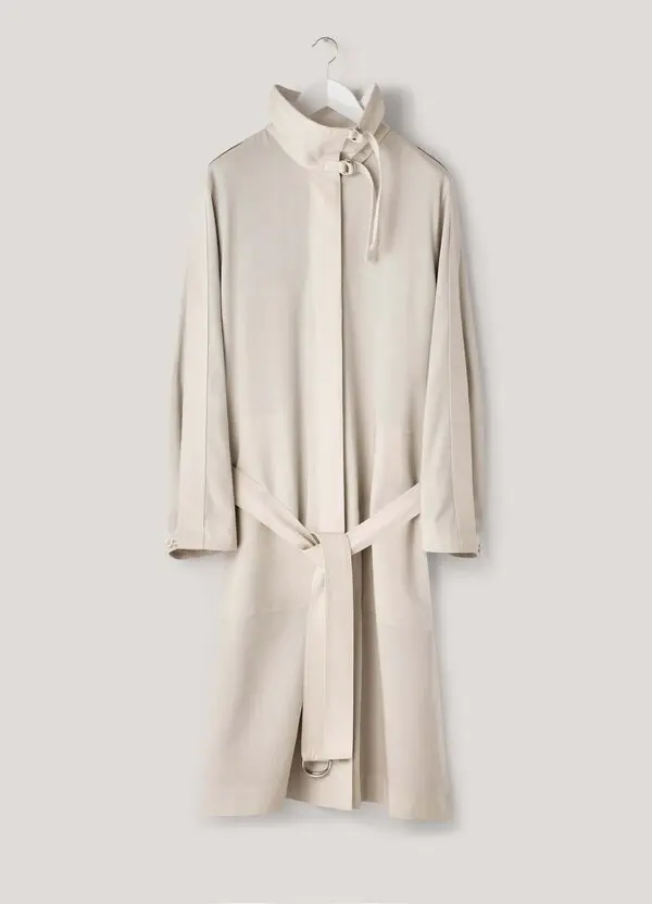 LEMAIRE Funnel-neck Wool Coat With Side Slits