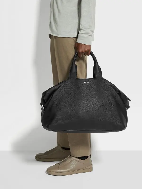 Zegna Deerskin Holdall Bag - Black