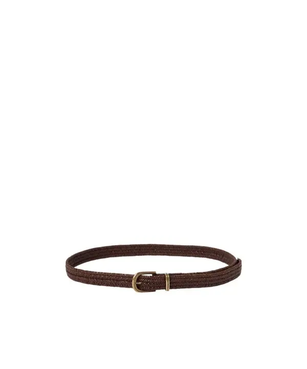 Brunello Cucinelli Stretch Braided Leather Belt - Honey-colored