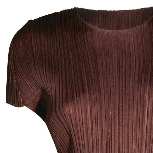 Issey Miyake Short Sleeve Crewneck Top - Dark Brown