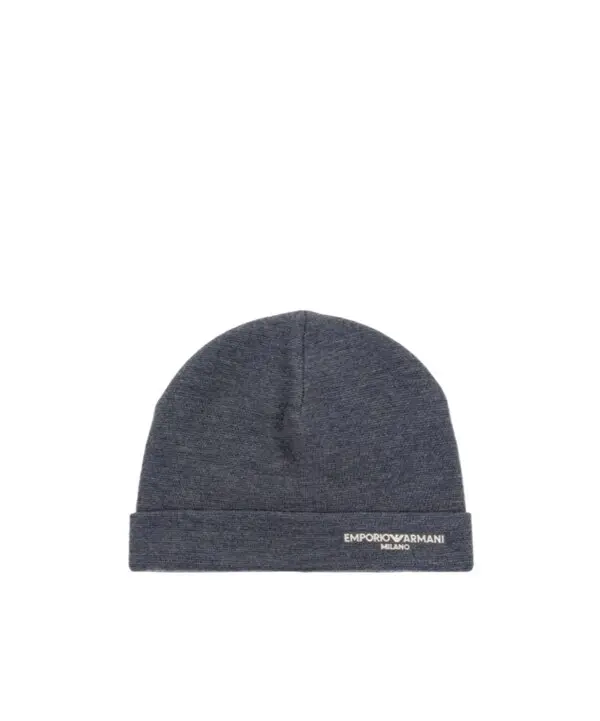 Emporio Armani Logo Embroidered Wool Beanie - Grey