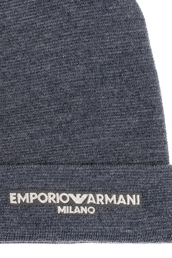 Emporio Armani Logo Embroidered Wool Beanie