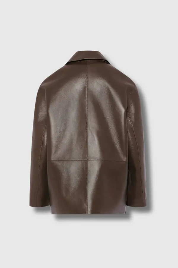 YVES SALOMON Leather Jacket With Houndstooth Wool Interior