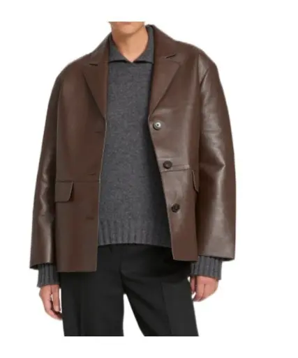 YVES SALOMON Leather Jacket With Houndstooth Wool Interior