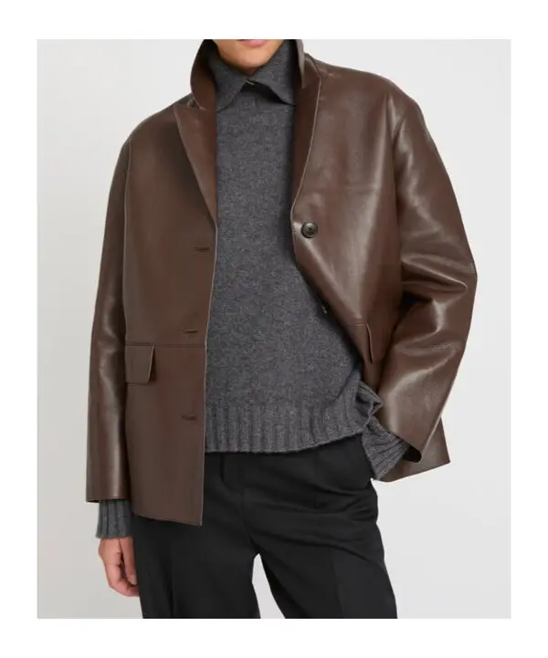 YVES SALOMON Leather Jacket With Houndstooth Wool Interior