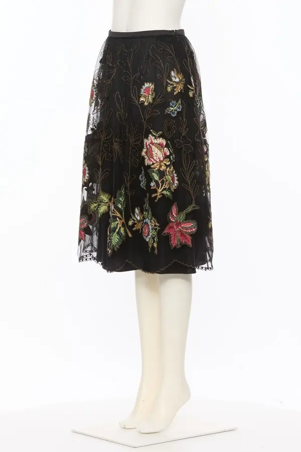 Valentino Garavani Embellished Floral Midi Skirt