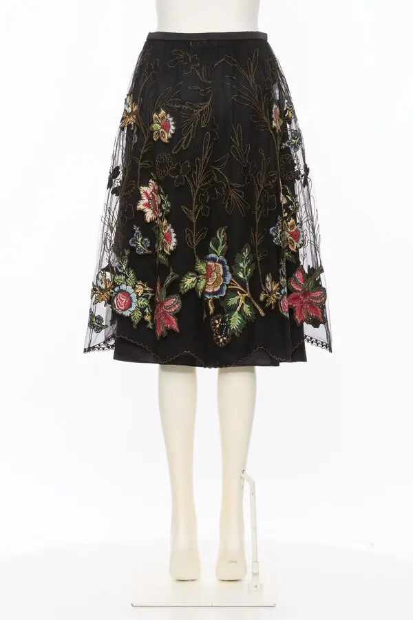 Valentino Garavani Embellished Floral Midi Skirt