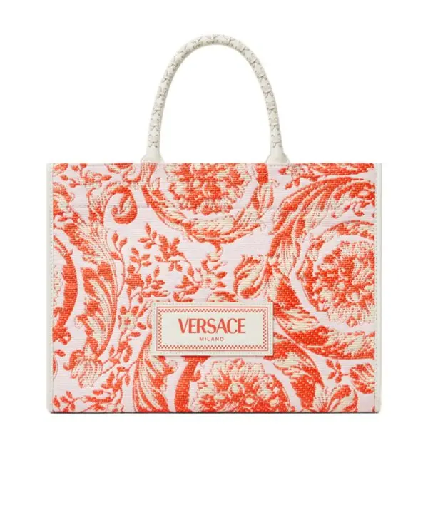 Versace Barocco Athena Open Top Tote Bag - Coral