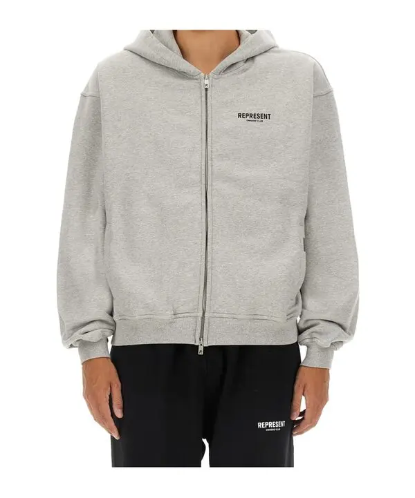 REPRESENT Zip-up Sweatshirt With Logo Print - Grey