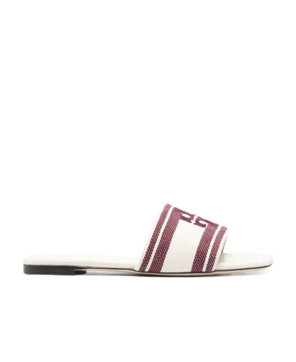 Tory Burch Embroidered Logo Slip-on Slides