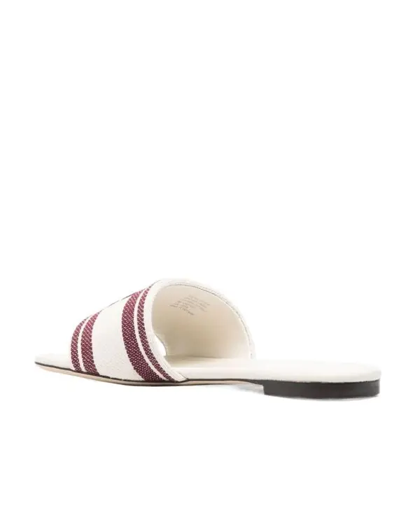 Tory Burch Embroidered Logo Slip-on Slides
