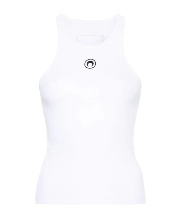 MARINE SERRE Logo Embroidered Sleeveless Tank Top - No