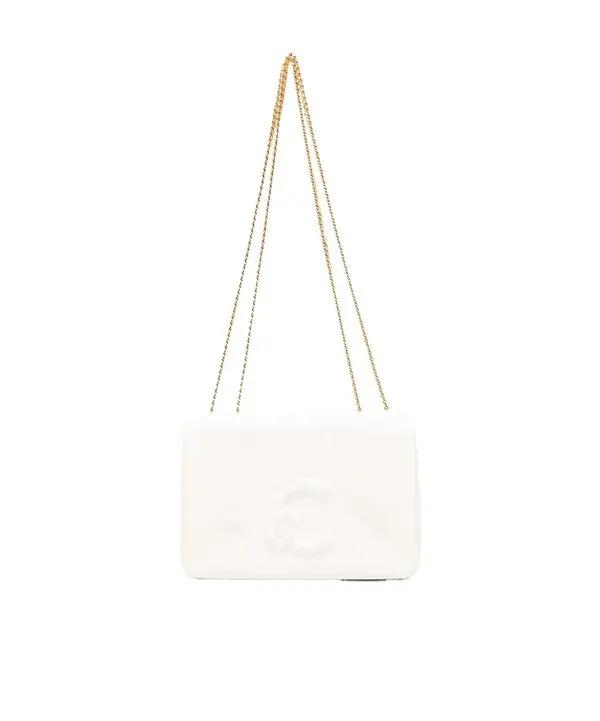 COCCINELLE Mini Dulse Embossed Chain Shoulder Bag - White