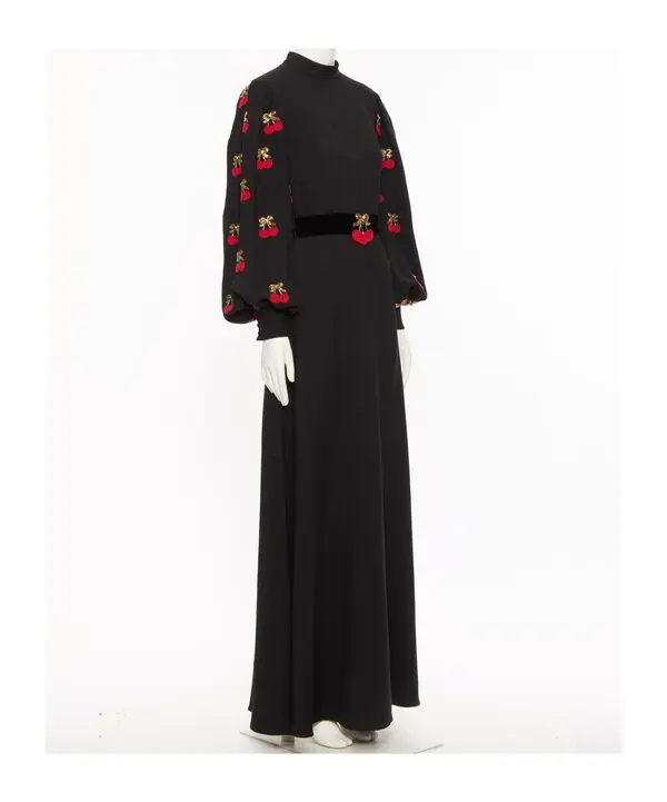 Valentino Garavani Long Sleeve Dress With Graphic Cherry Print