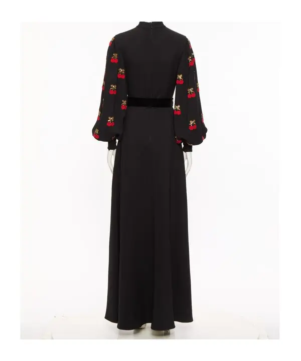 Valentino Garavani Long Sleeve Dress With Graphic Cherry Print