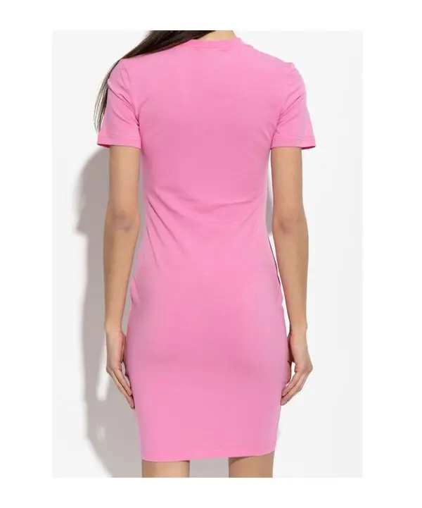 Versace Logo Printed Crewneck Dress - Pink