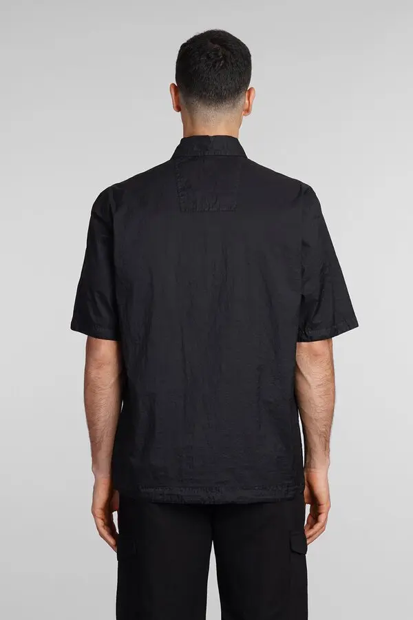 C.P. COMPANY Logo-printed Short Sleeved Crinkled Shirt