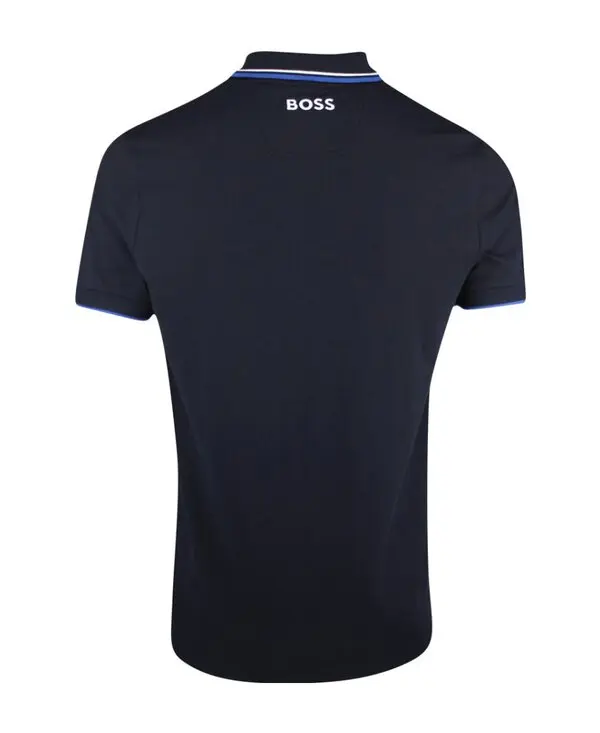 Hugo Boss Logo-embroidered Striped-trim Piqué Polo Shirt