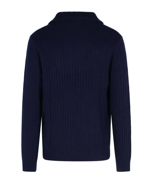 Polo Ralph Lauren Ribbed Quarter Zip Sweater With Embroidered Logo