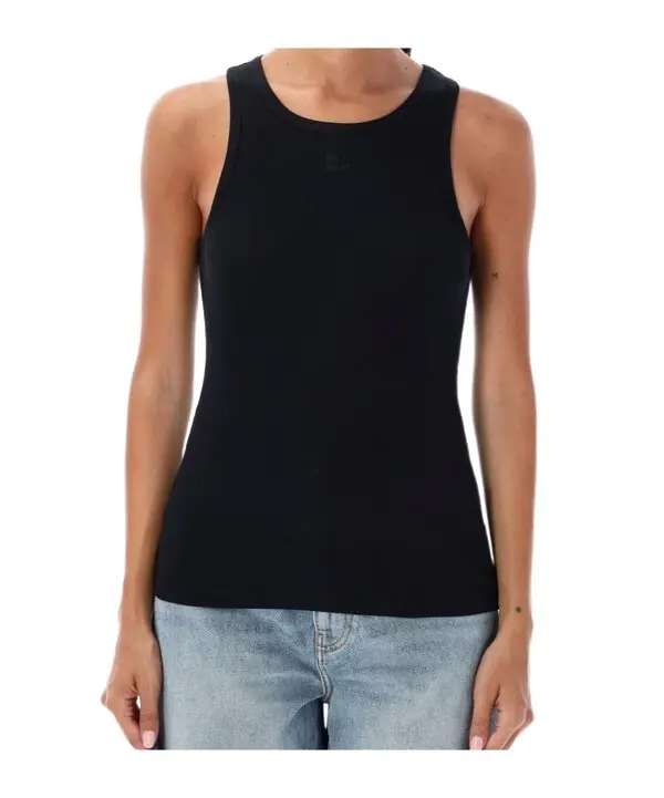 GANNI Sleeveless Vest With Round Neck And Logo Detail