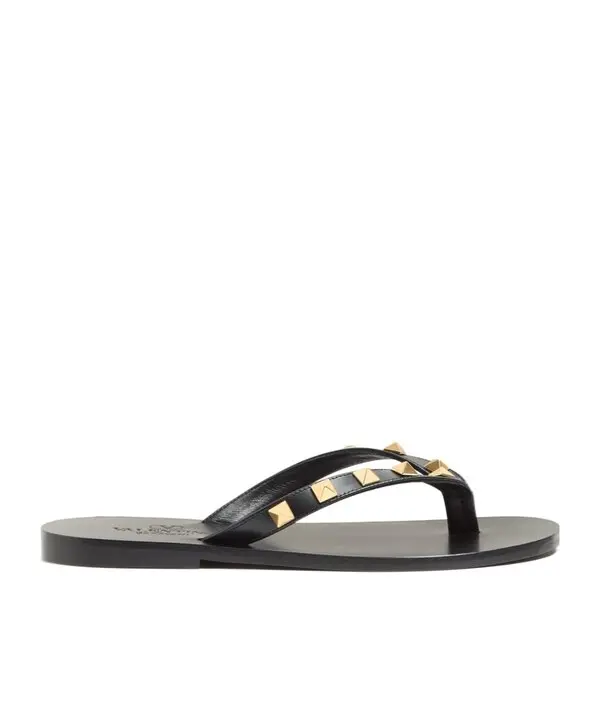 Valentino Garavani Rockstud Thong Sandals - Black